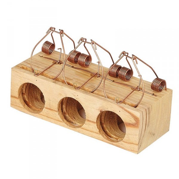 RATONERA DE MADERA DE 3 AGUJEROS GRANDE